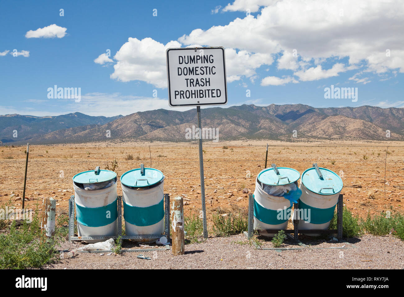 Litter Bins Alongside the Highway Stock Photo - Alamy