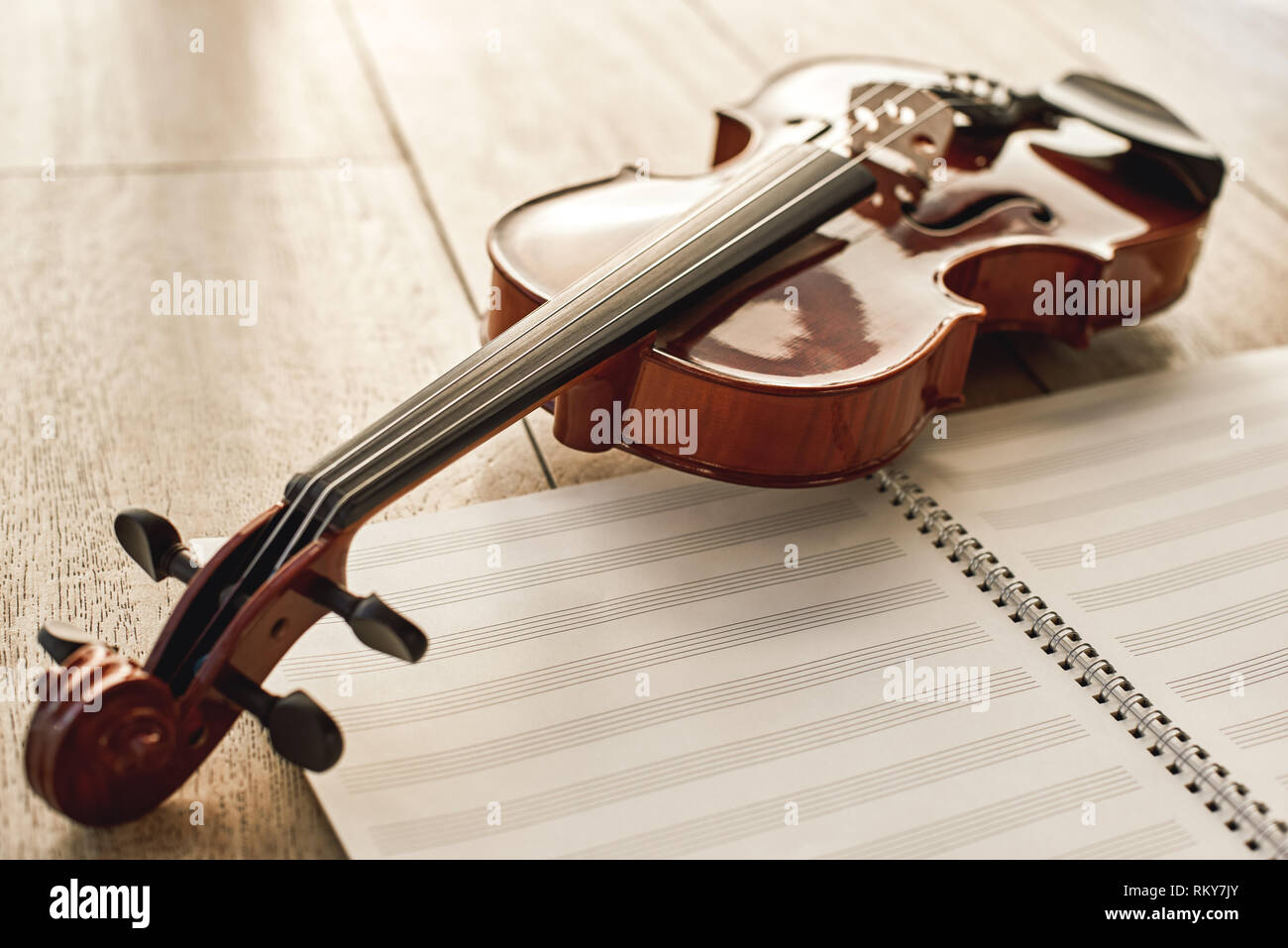 Visual beauty of classical instrument. Close up view of brown beautiful ...