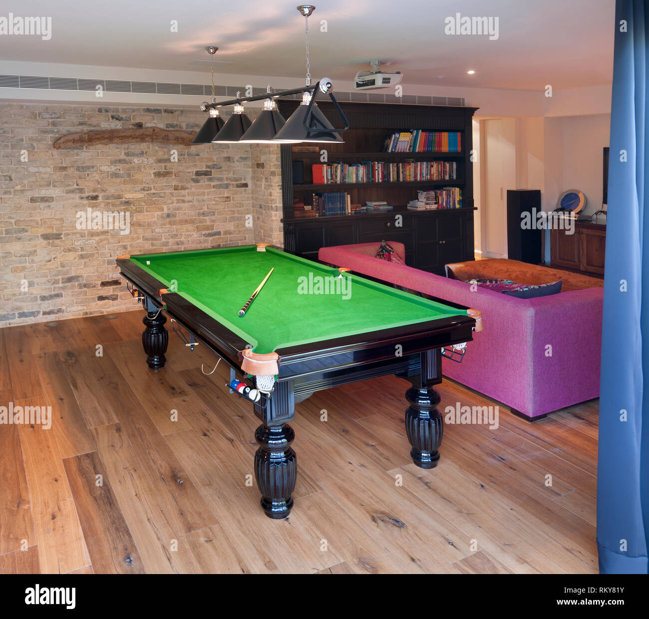 Billiards Table in a Rec Room Stock Photo - Alamy