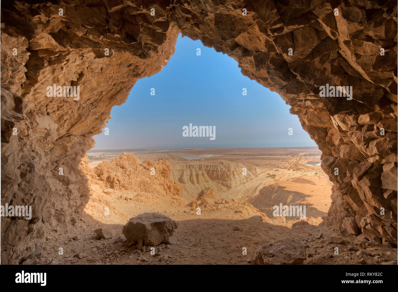 Desert Seen From Cave Stock Photo - Alamy