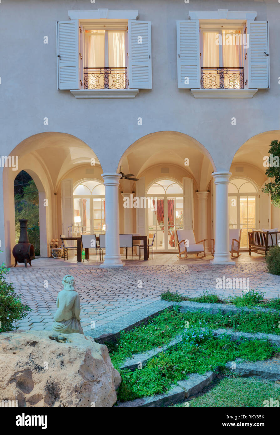 Luxury villa and patio Stock Photo - Alamy