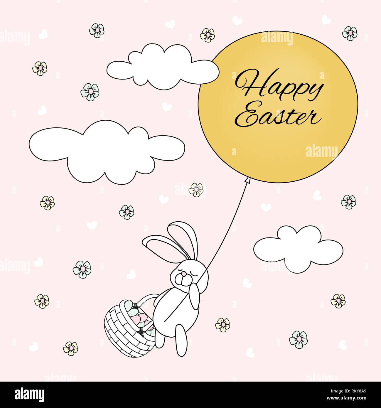 BUNNY EASTER Holy Holiday Cartoon Vector Illustration Set for Print ...