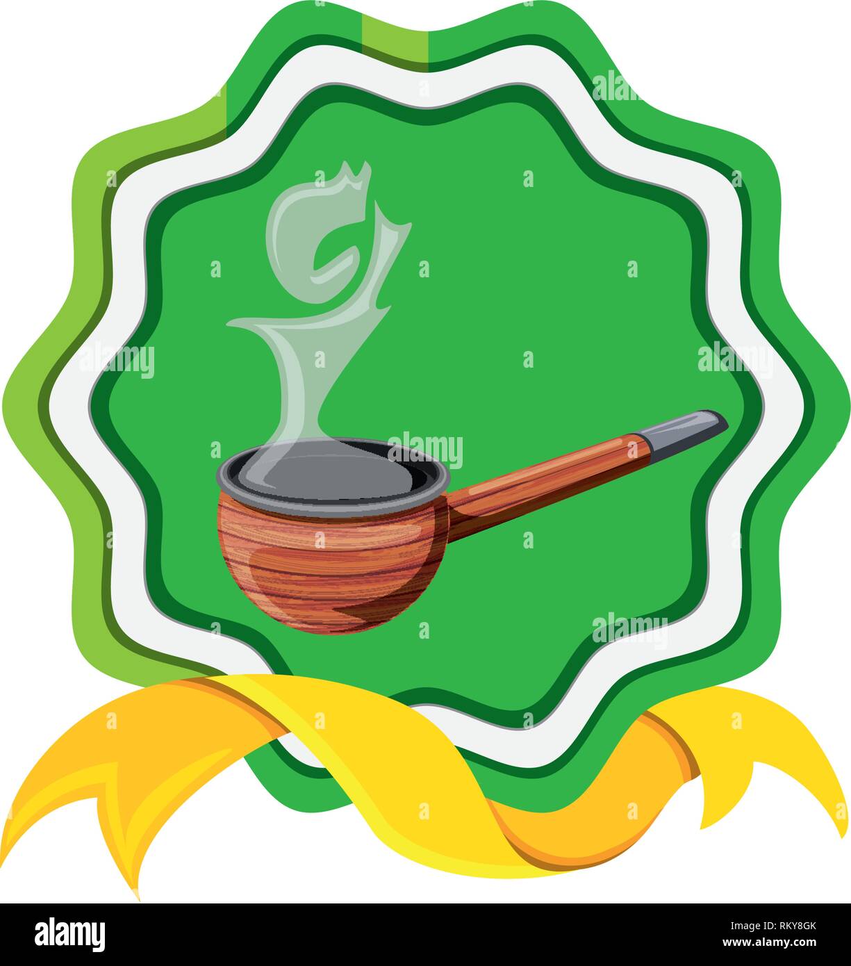 smoke pipe wooden in seal with ribbon vector illustration design Stock ...