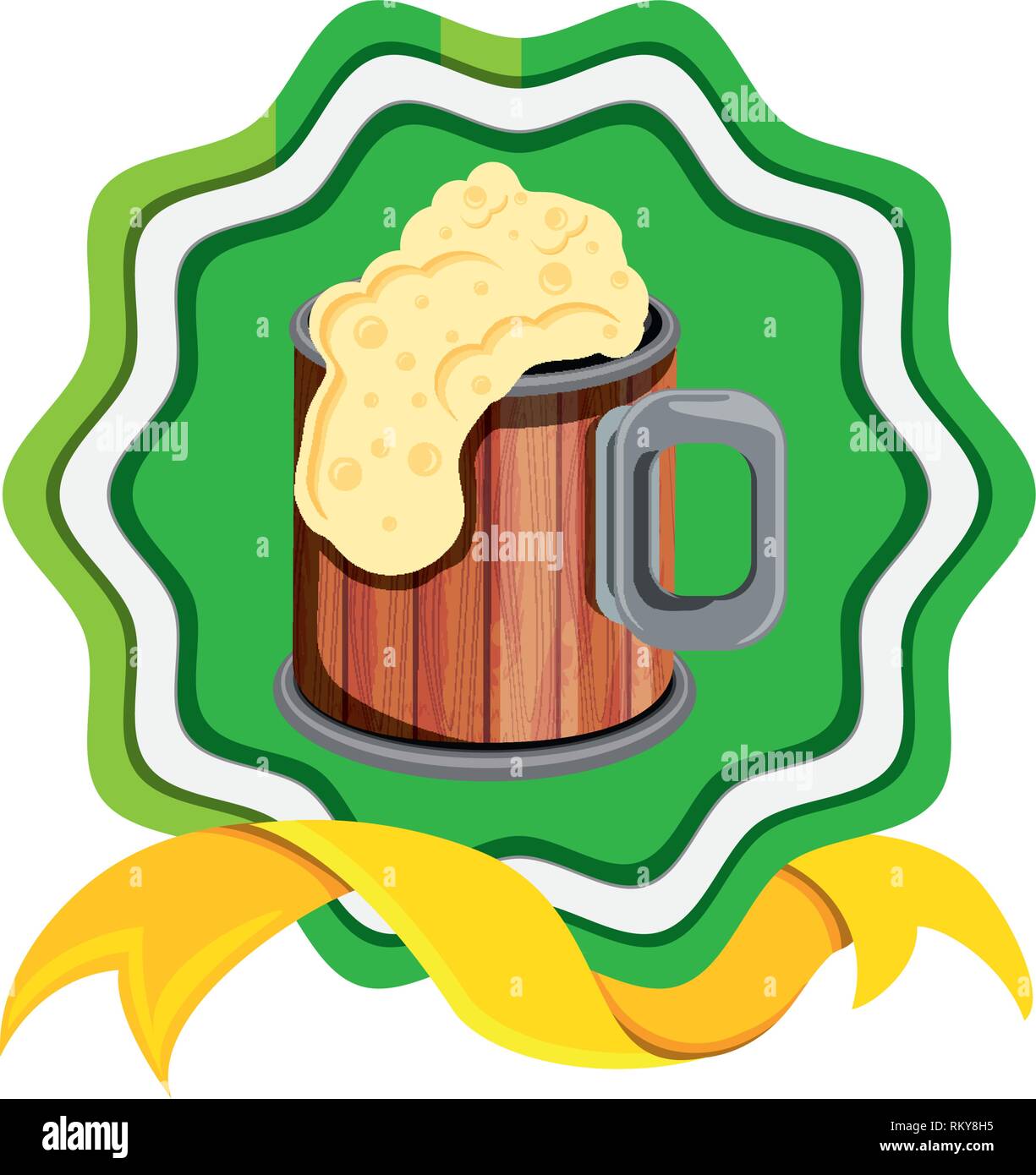 jar wooden beer in seal with ribbon vector illustration design Stock ...