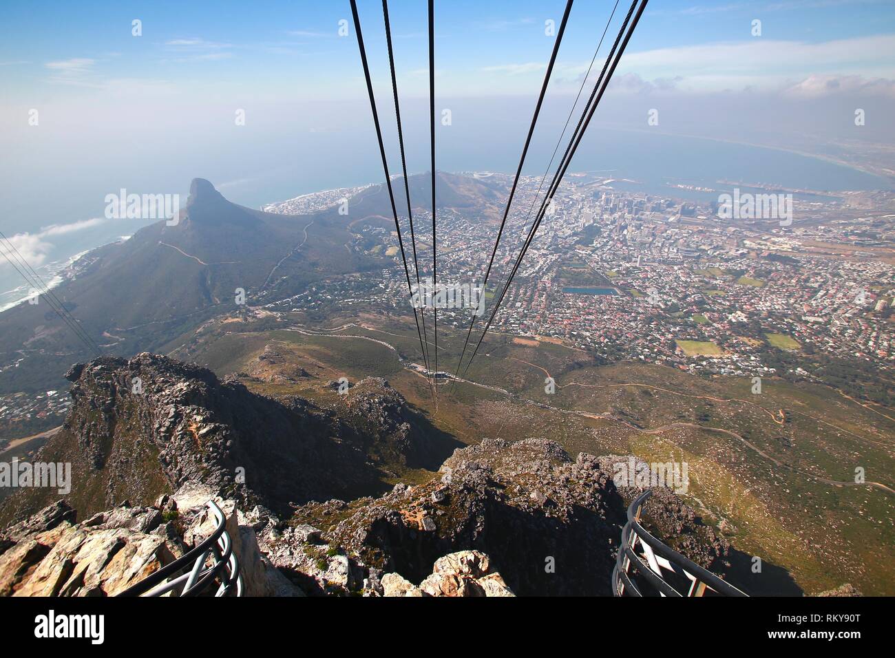 Table Mountain is a landmark overlooking the city of Cape Town in South ...