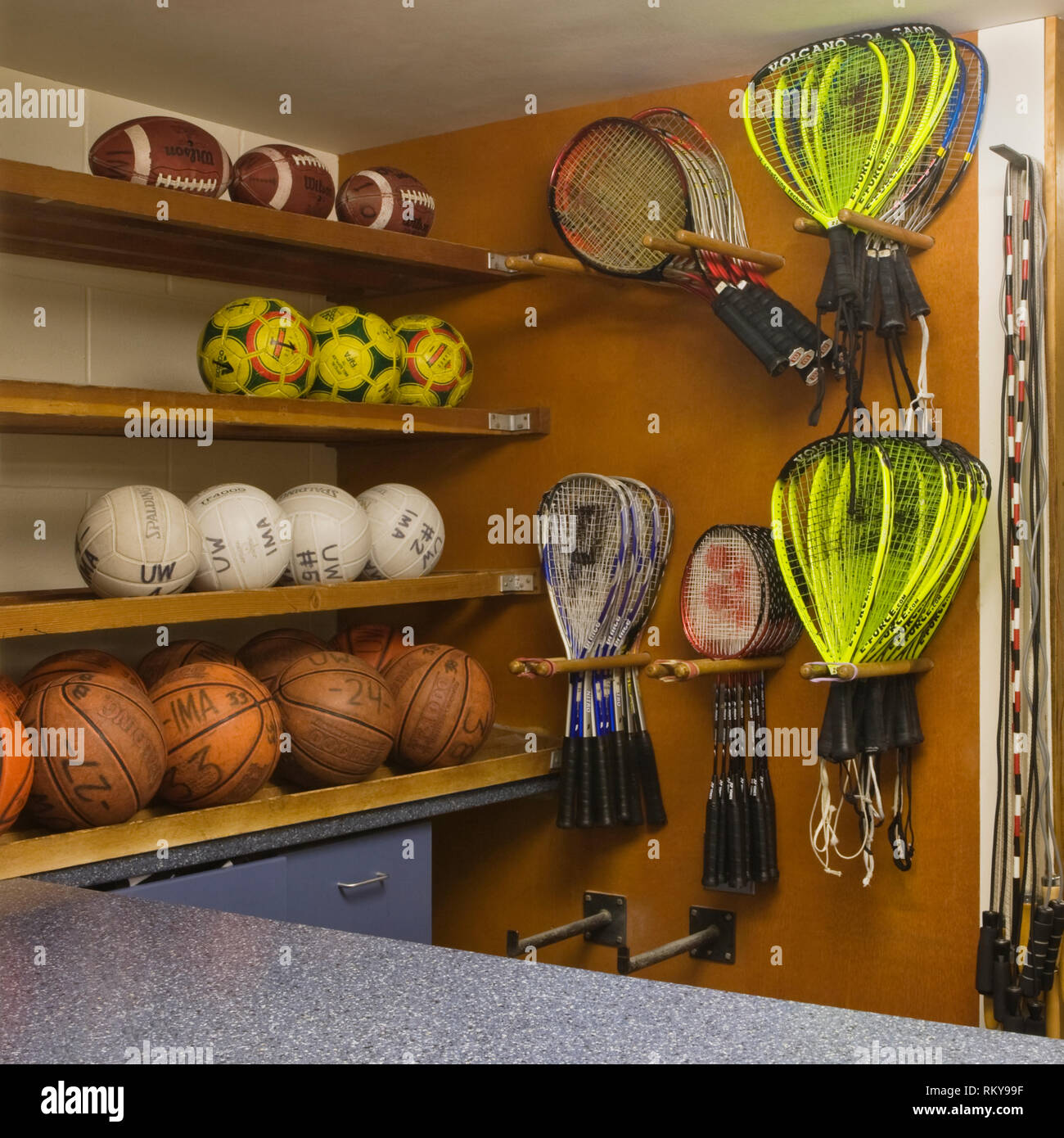 Sports Equipment Display Stock Photo - Alamy