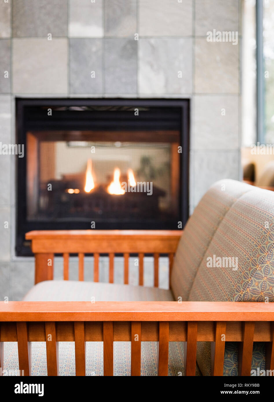 Reading Room With Fireplace Stock Photo - Alamy