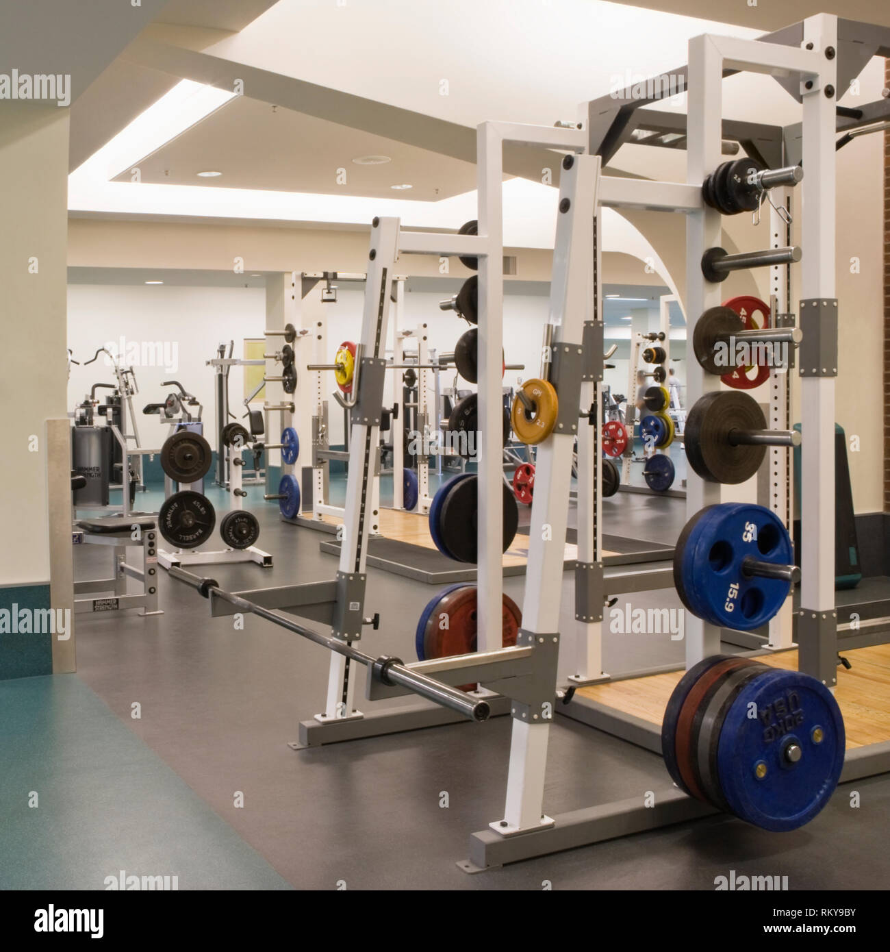 Empty weight room Stock Photo - Alamy