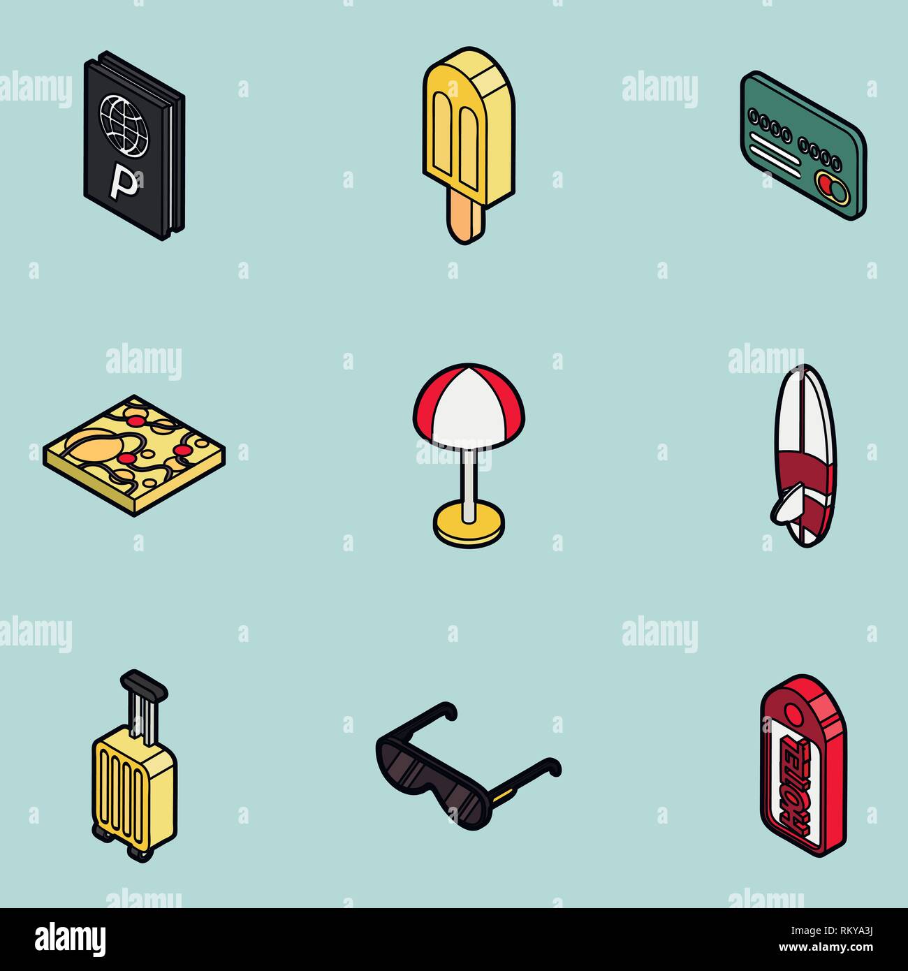 Tourism color outline isometric icons. Vector illustration, EPS 10 ...