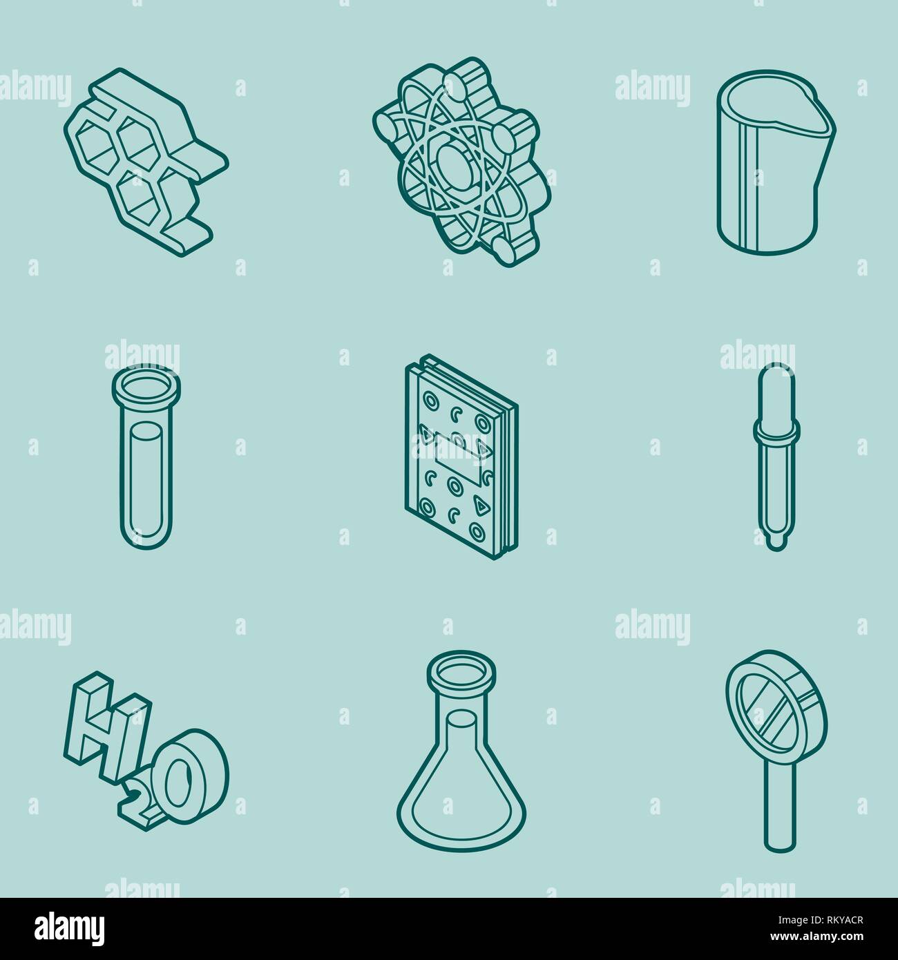 Chemical color outline isometric icons. Vector illustration, EPS 10 ...