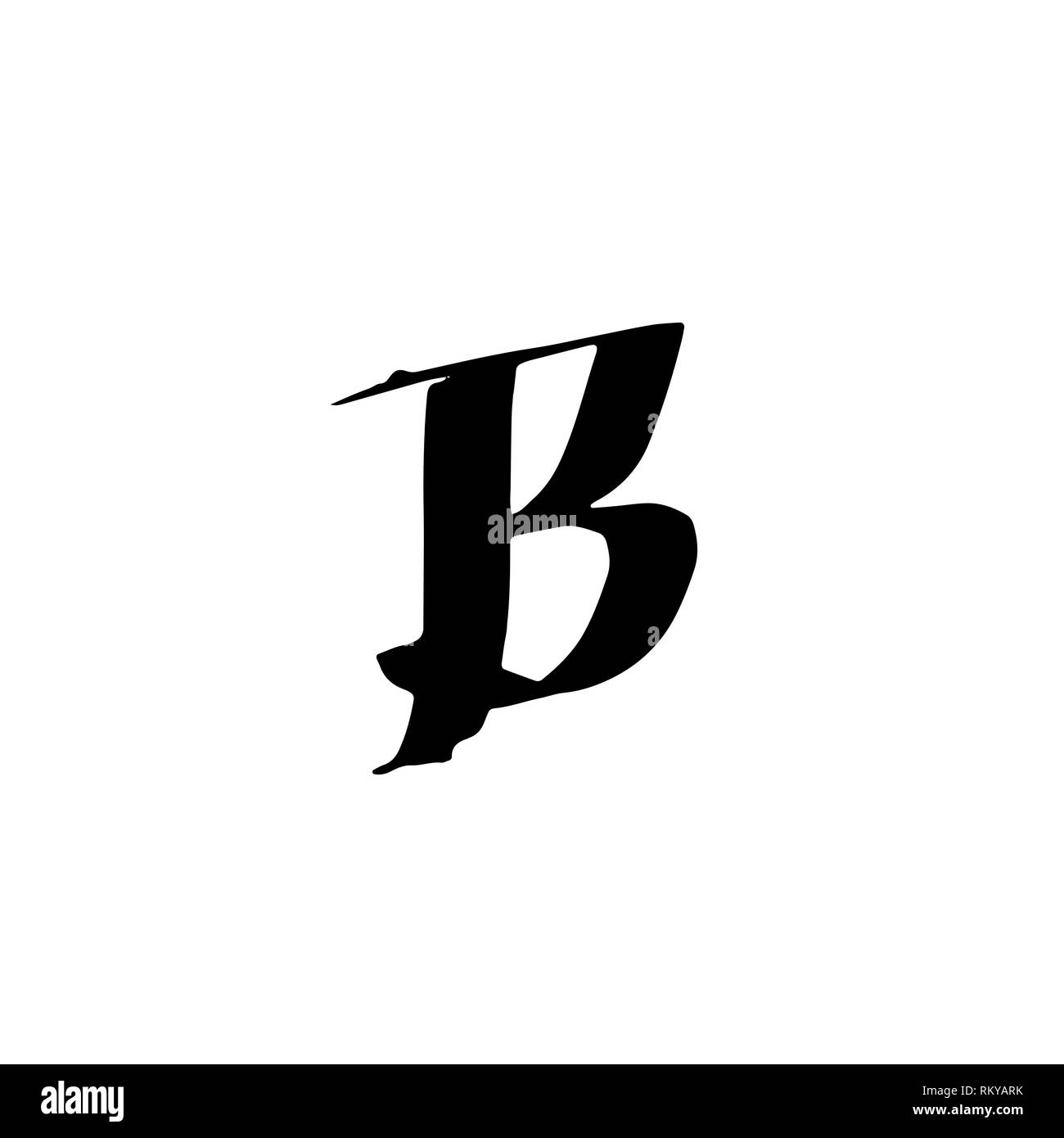 Letter B. Unique old dry brush grunge lettering. Vector illustration ...