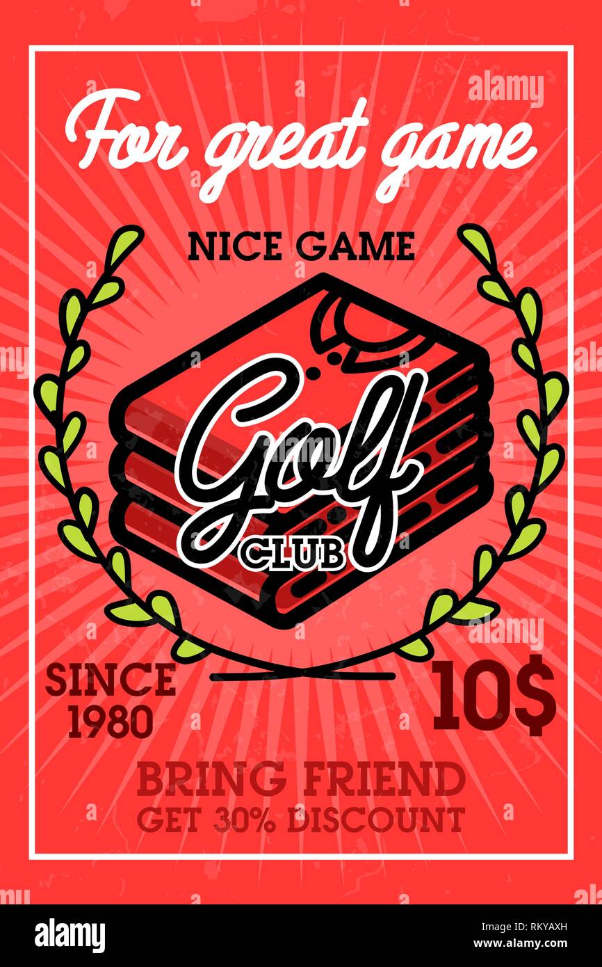Color vintage golf club banner. Golf championship, golf gear and ...