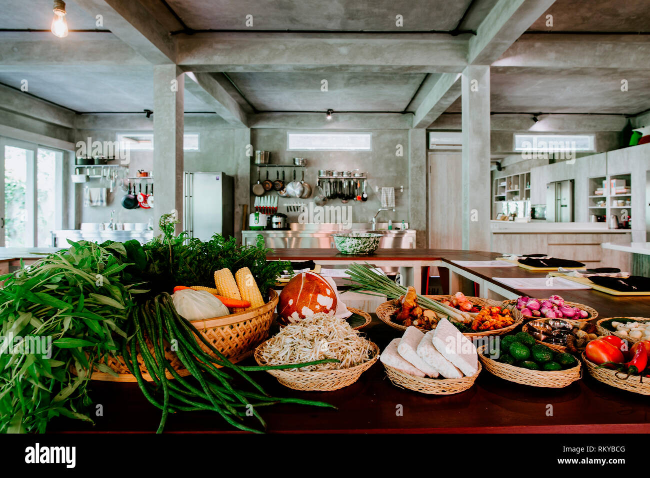Fresh produce on a kitchen counter Stock Photo - Alamy