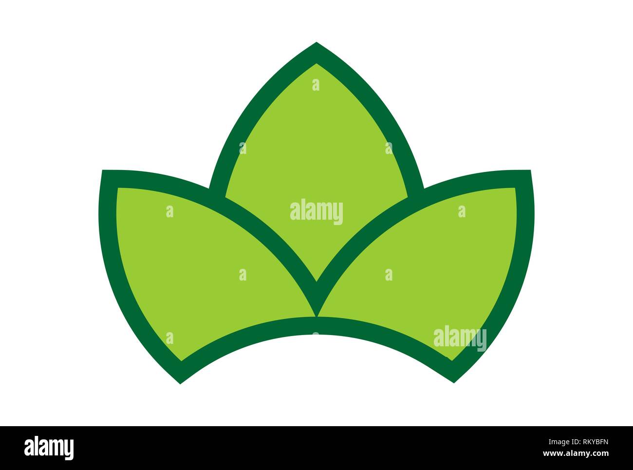 three leaves green logo icon vector concept flat design Stock Photo - Alamy