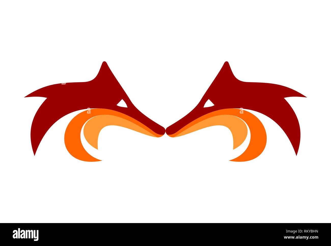 two wolf abstract letter m logo icon vector concept flat design Stock ...