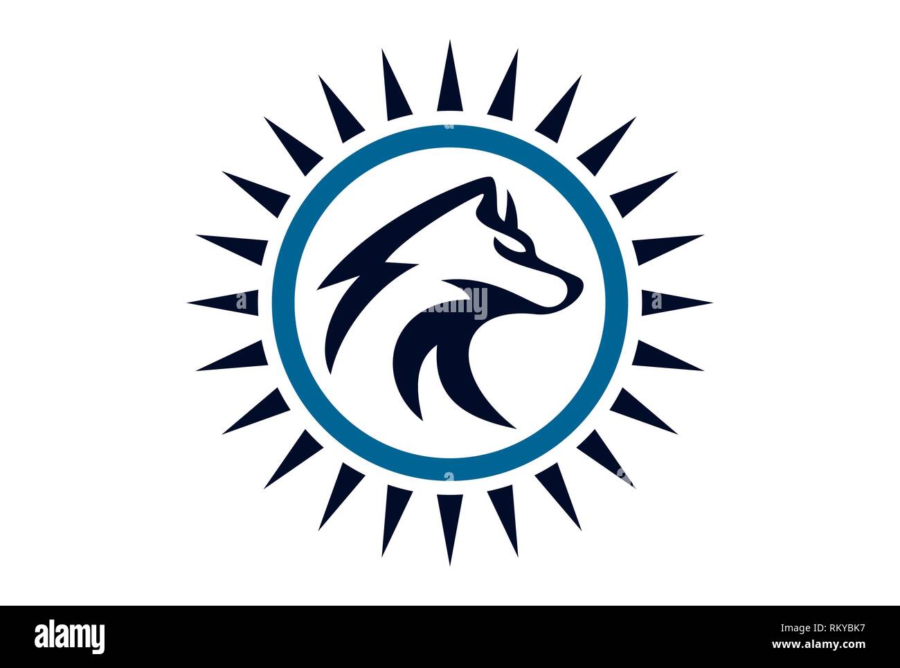 wolf abstract logo concept icon vector concept flat design Stock Photo ...