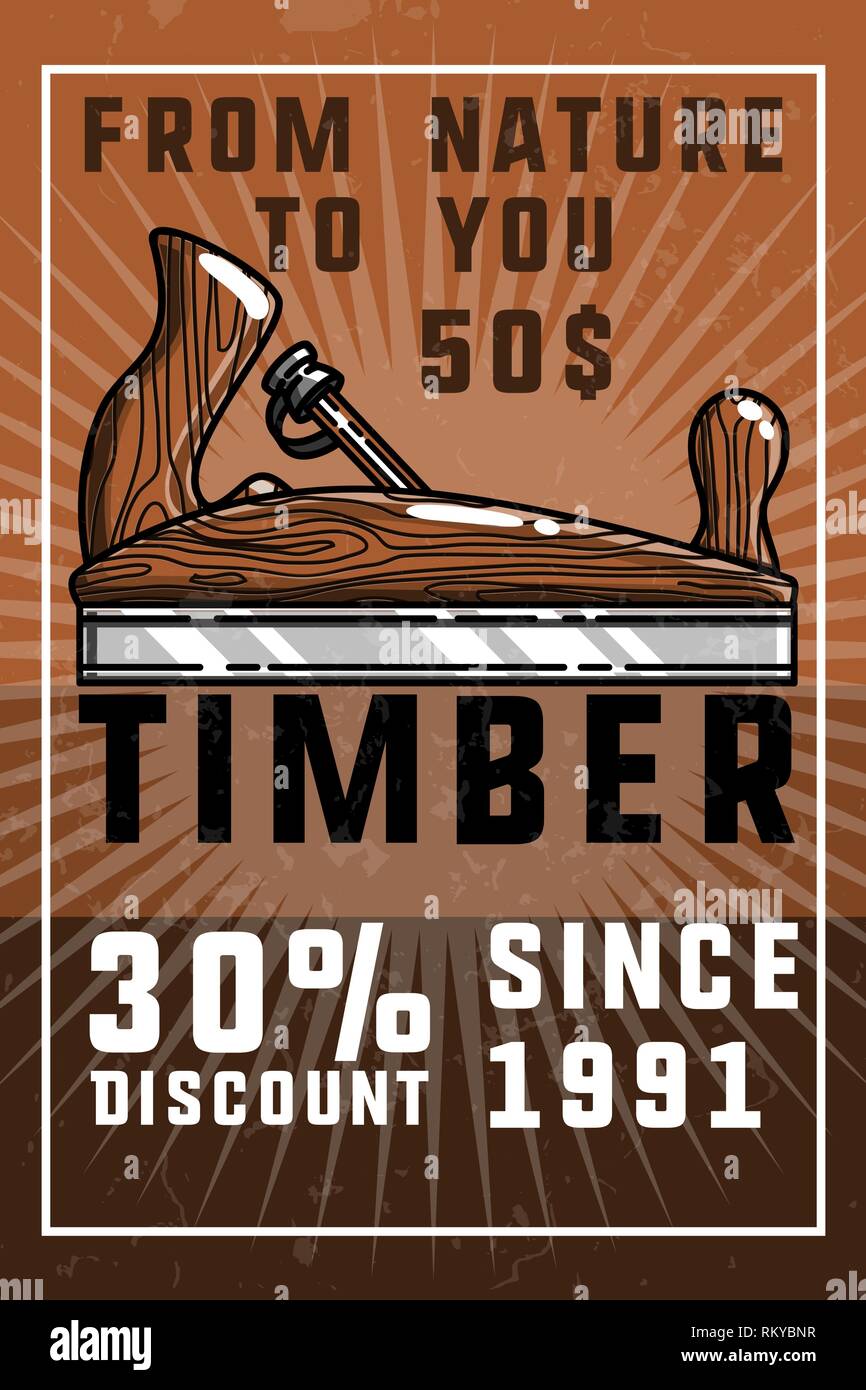 Color vintage timber banner. Design elements. Vector illustration, EPS ...