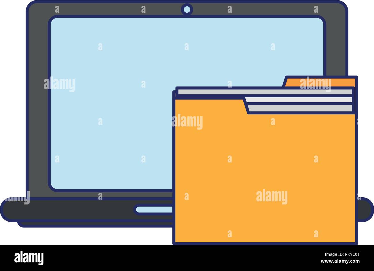 laptop with folder symbol Stock Vector Image & Art - Alamy