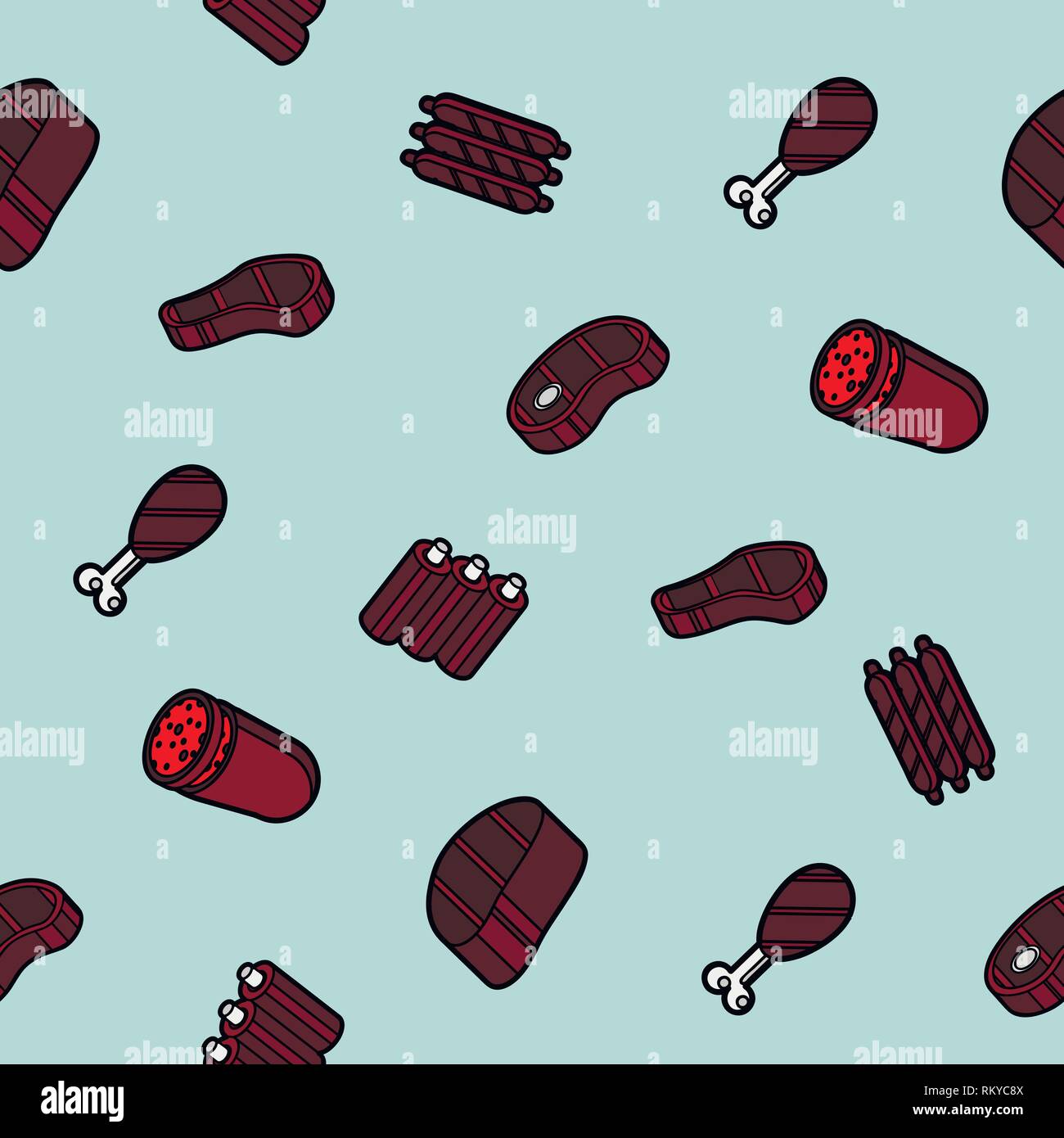 Meat color outline isometric pattern. Vector illustration, EPS 10 Stock ...