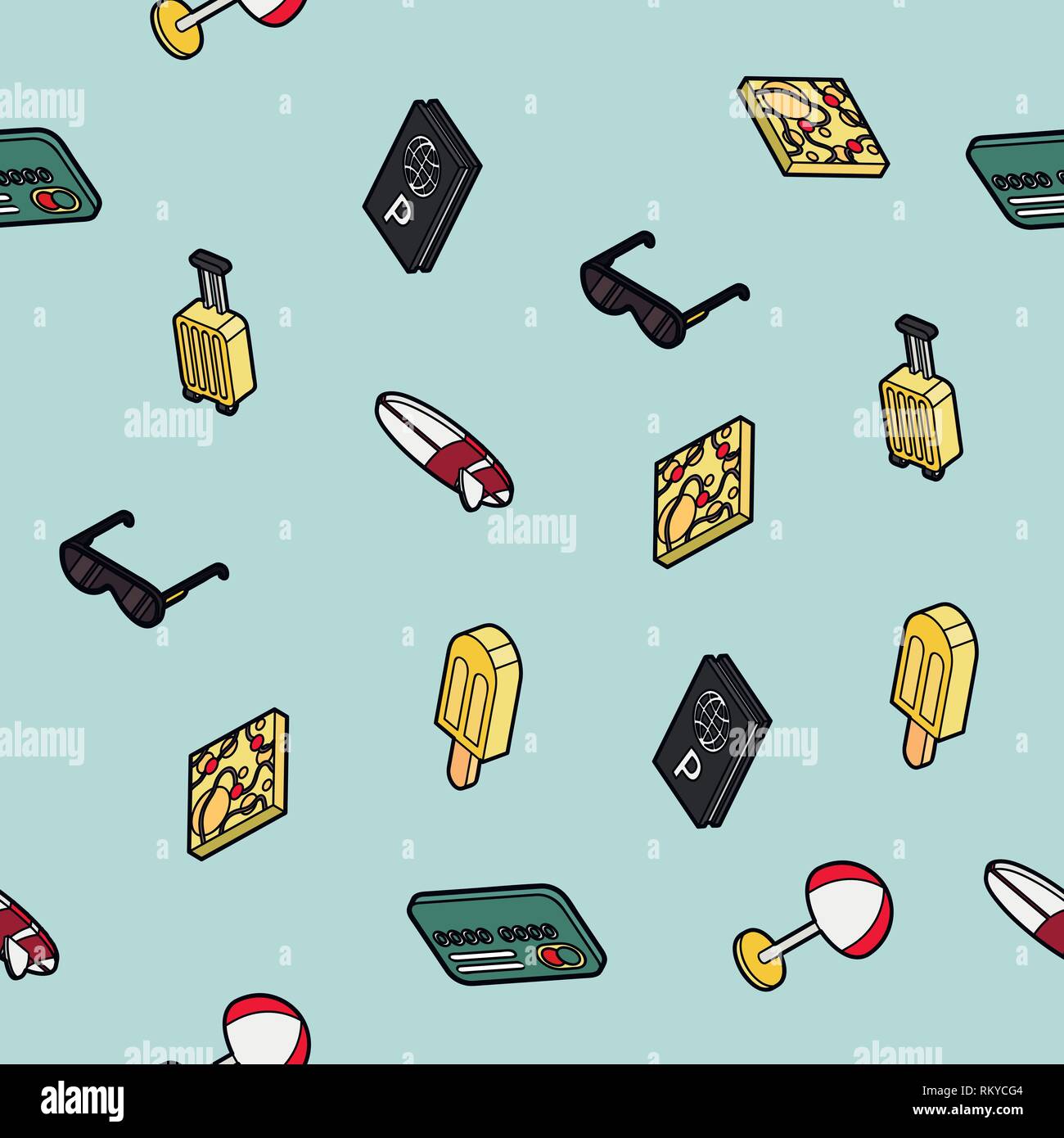 Tourism color outline isometric pattern. Vector illustration, EPS 10 ...