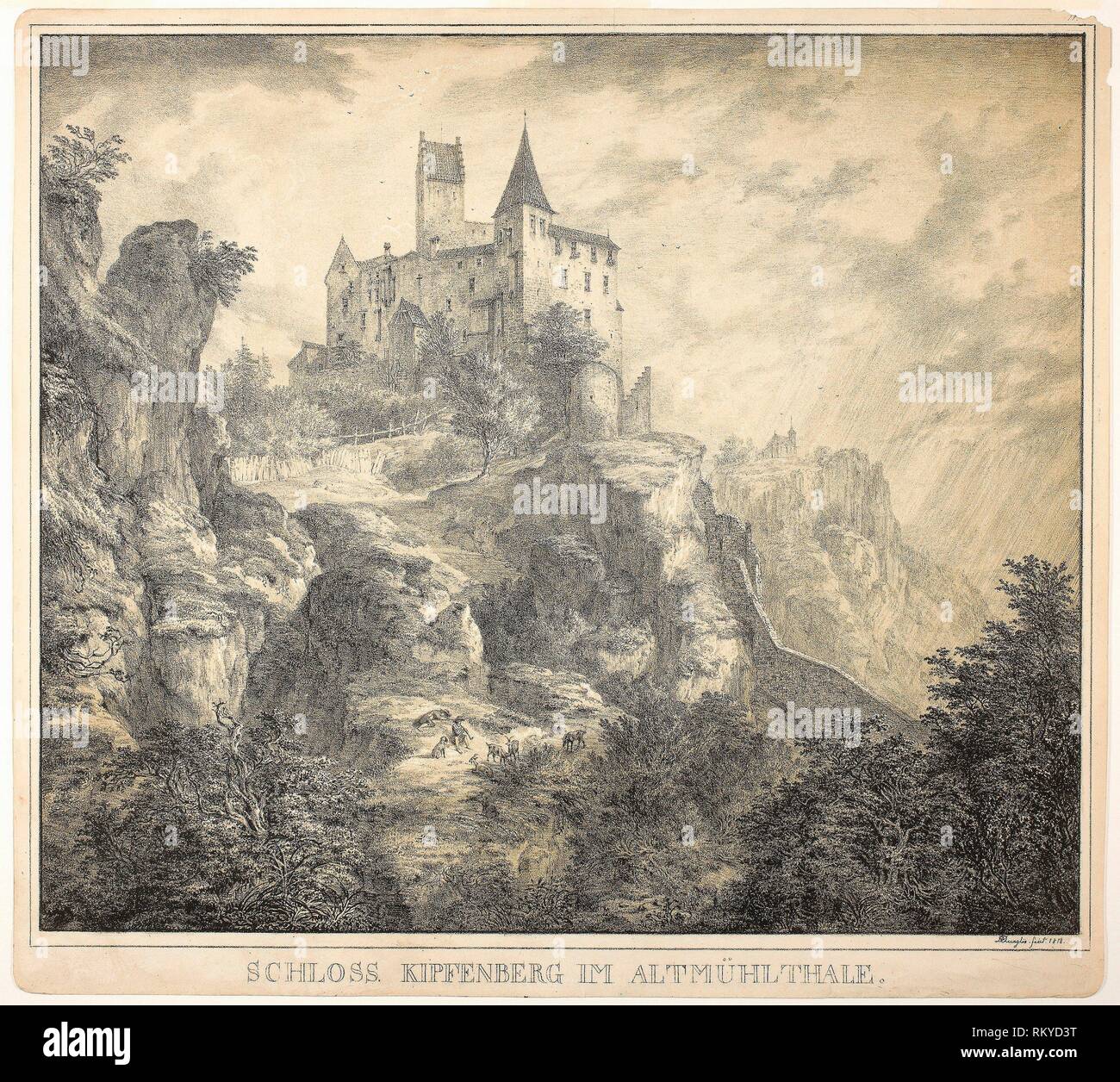 Kipfenberg Castle in the Valley of Altmühl - 1818 - Domenico Quaglio II ...