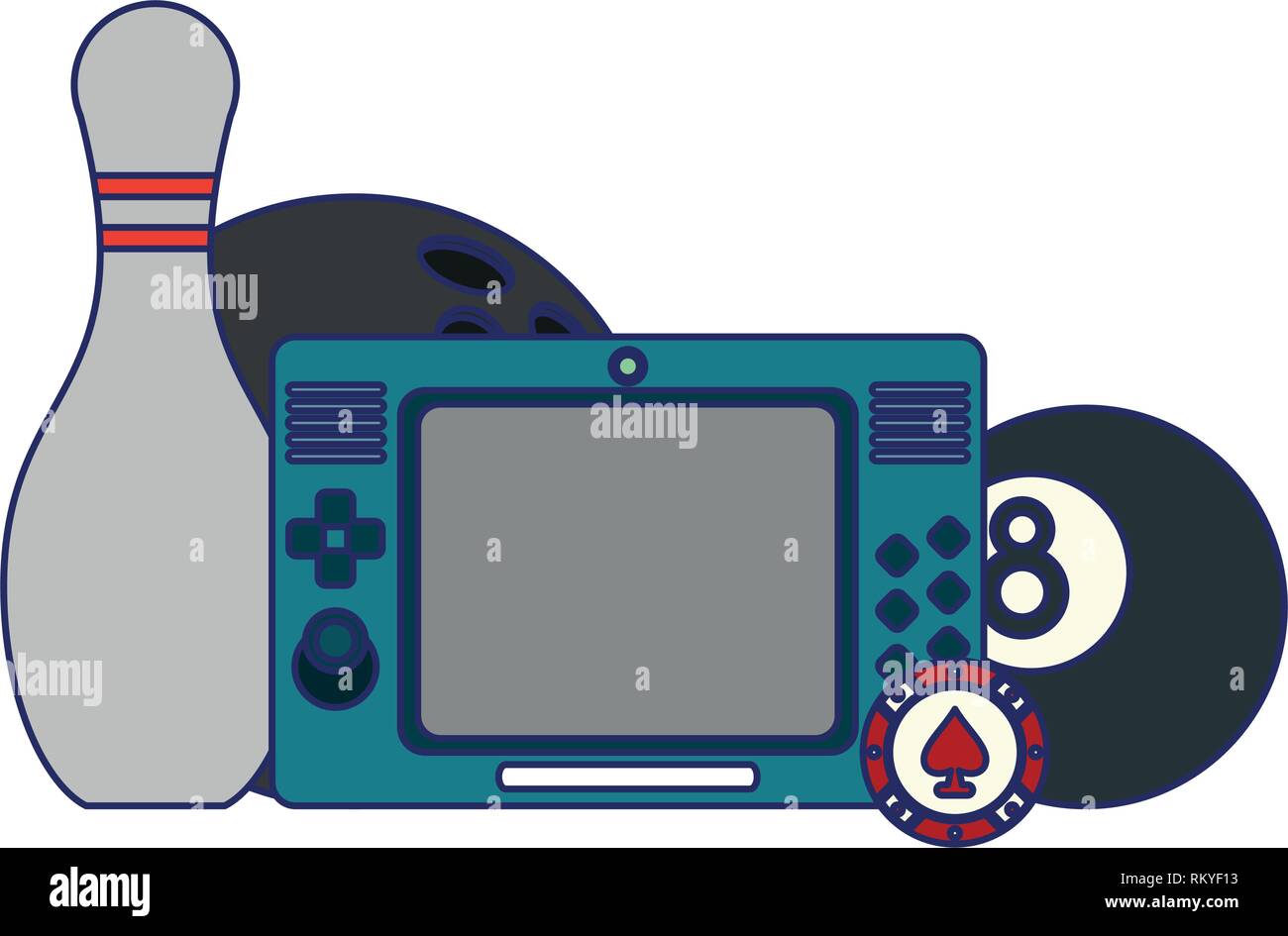 Videogames console with pool ball and bowling Stock Vector Image & Art ...
