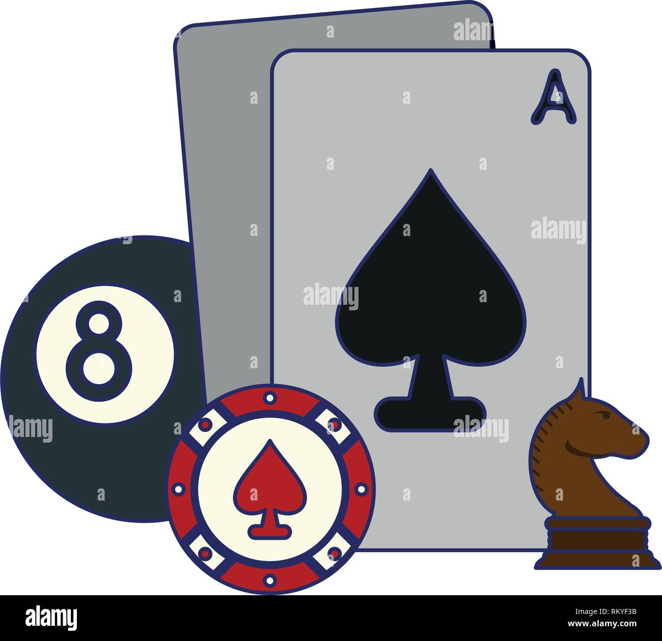 Casino cars chip and pool ball with chess piece Stock Vector Image ...