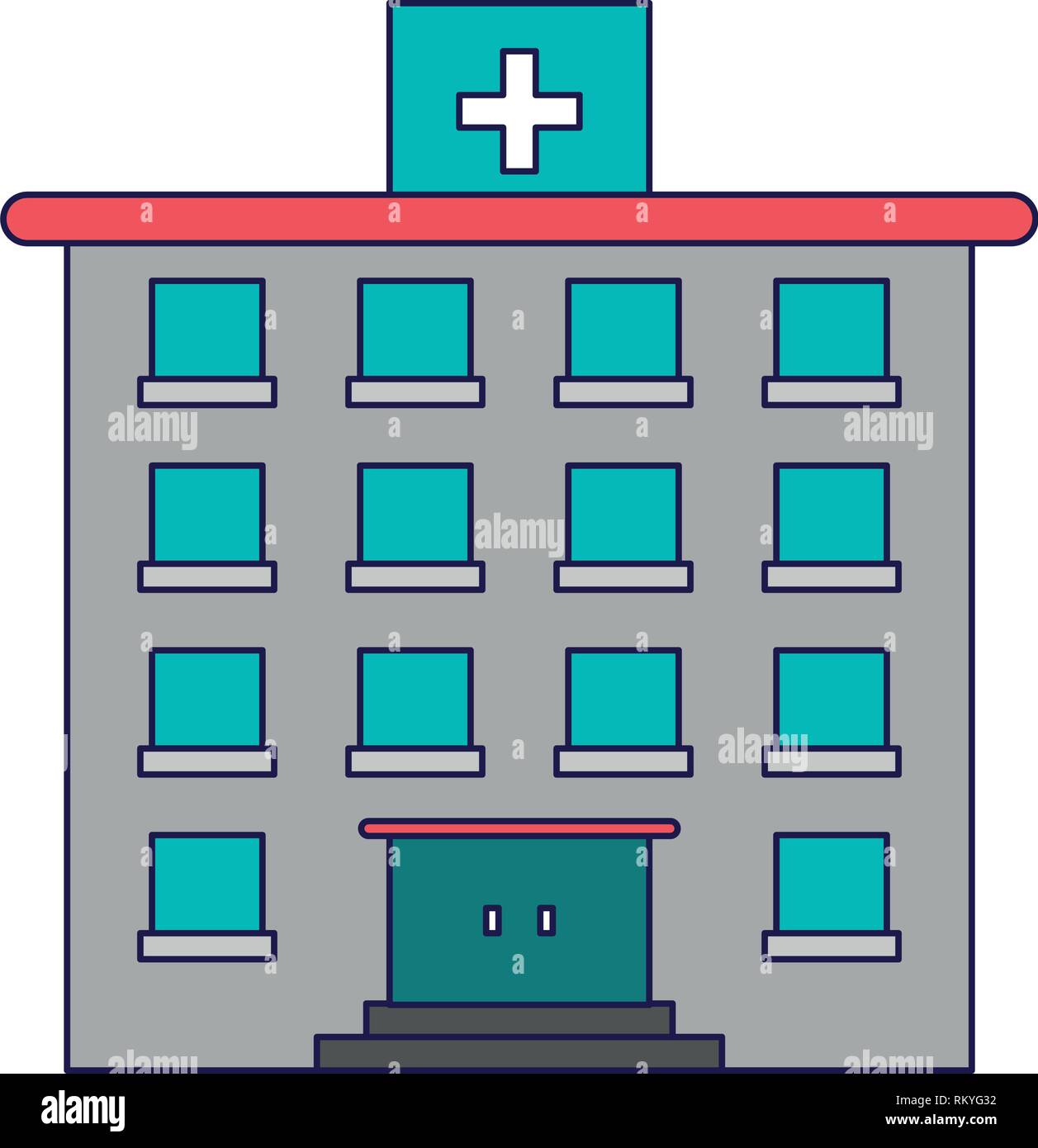 Hospital building symbol isolated blue lines Stock Vector Image & Art ...