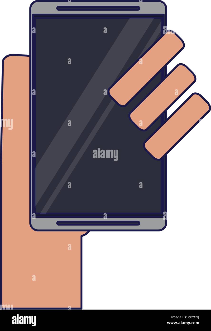 hand with smartphone blue lines Stock Vector Image & Art - Alamy