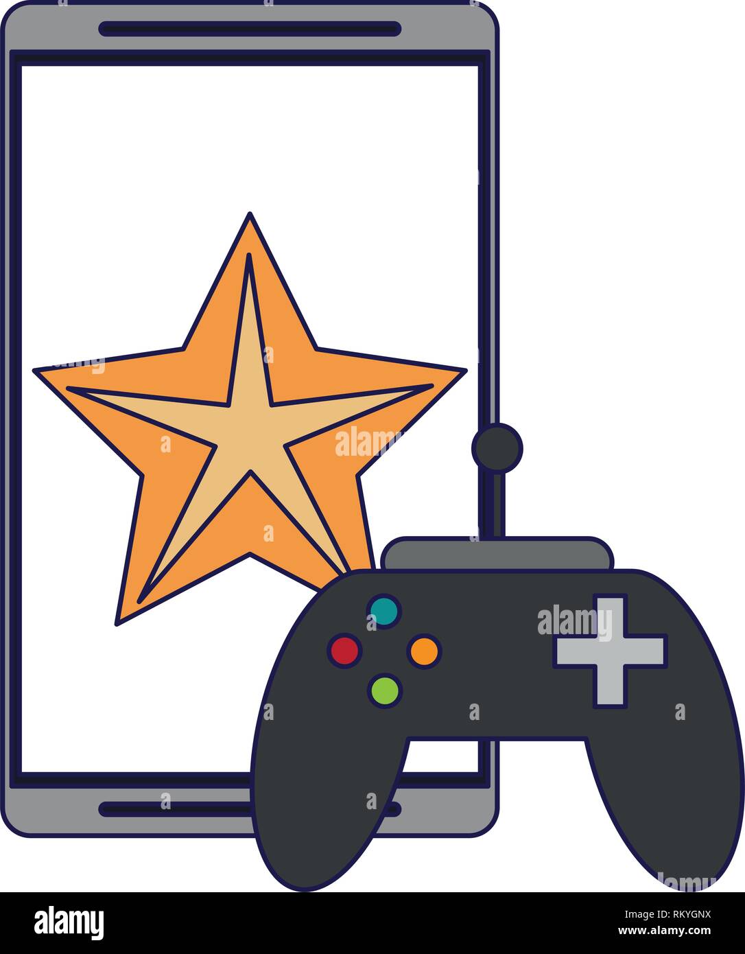 smartphone game app with gamepad blue lines Stock Vector Image & Art ...
