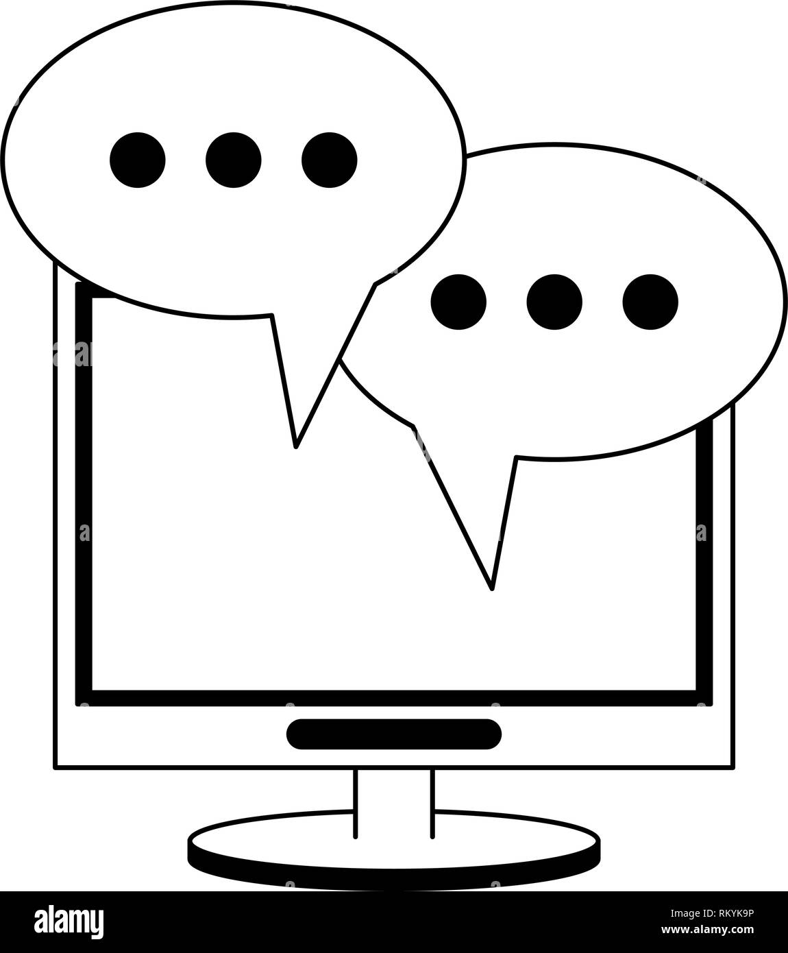 computer chat symbol black and white Stock Vector Image & Art - Alamy