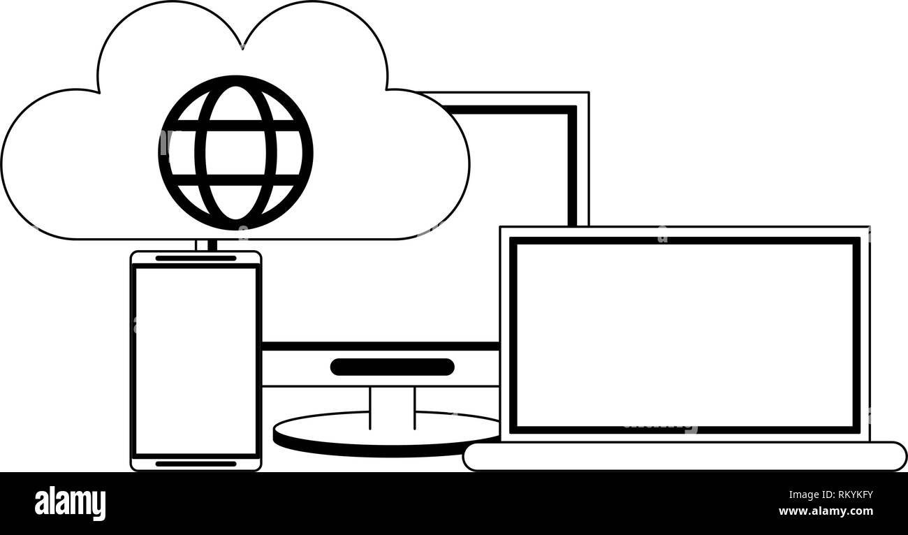 cloud computing technology black and white Stock Vector Image & Art - Alamy
