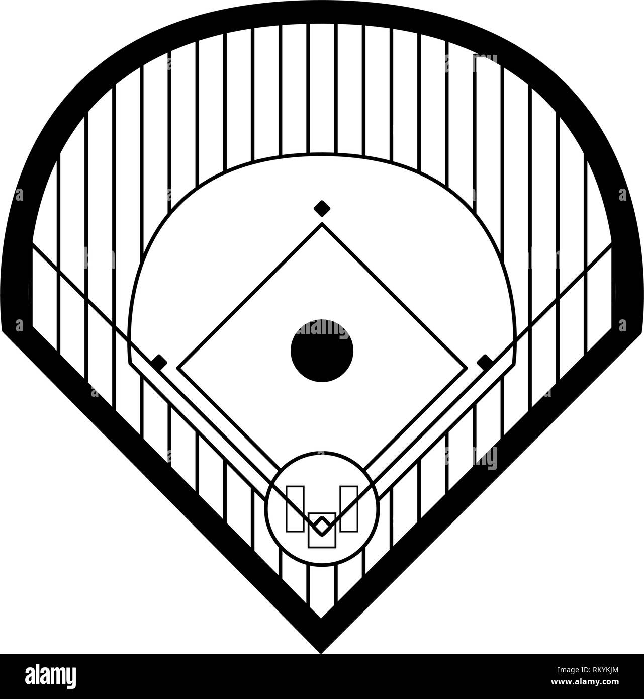 Black And White Baseball Field