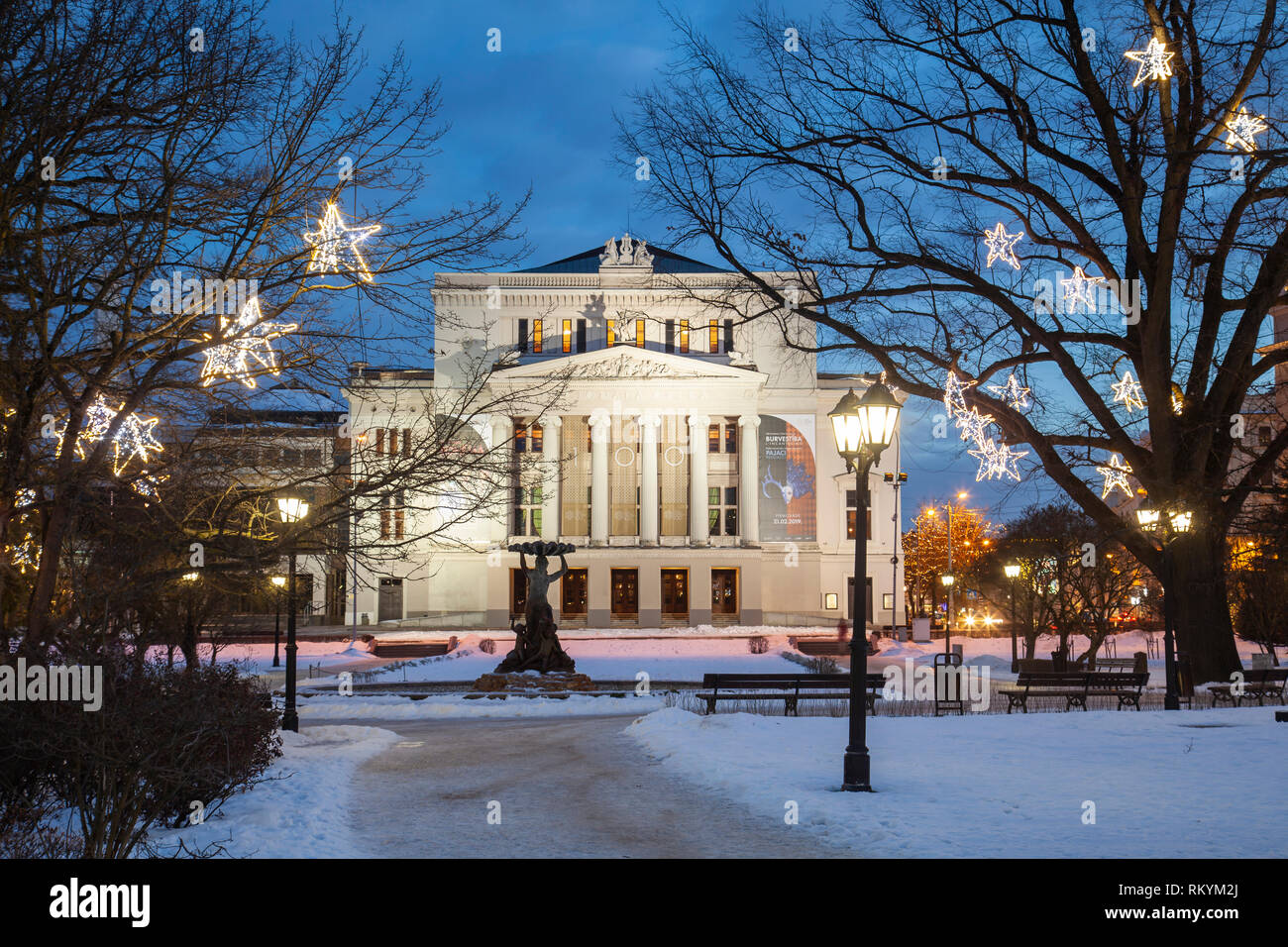 Winter evening at the Opera House in Riga Stock Photo - Alamy