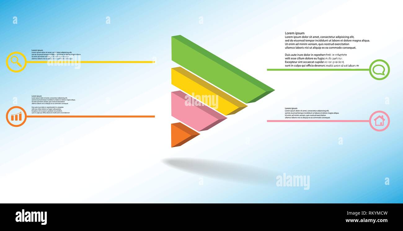 3D illustration infographic template. The embossed triangle is divided ...