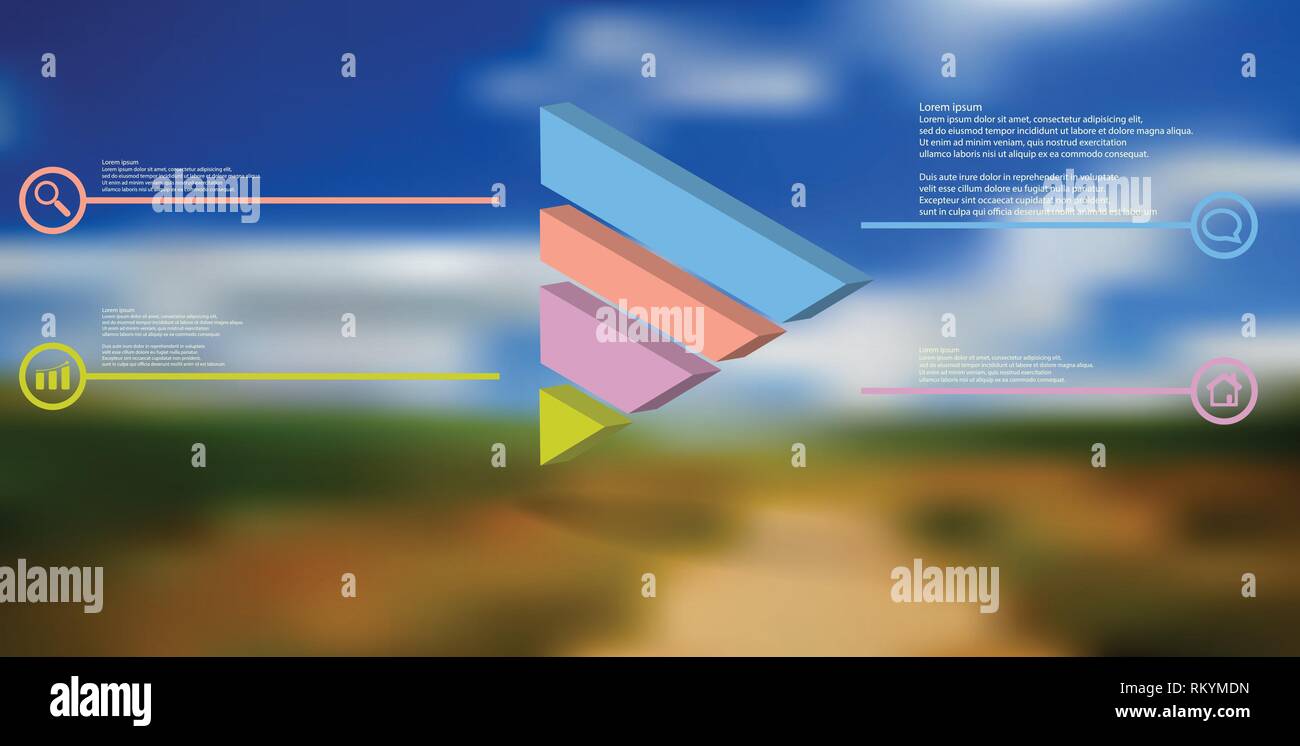 3D illustration infographic template. The embossed triangle is divided ...