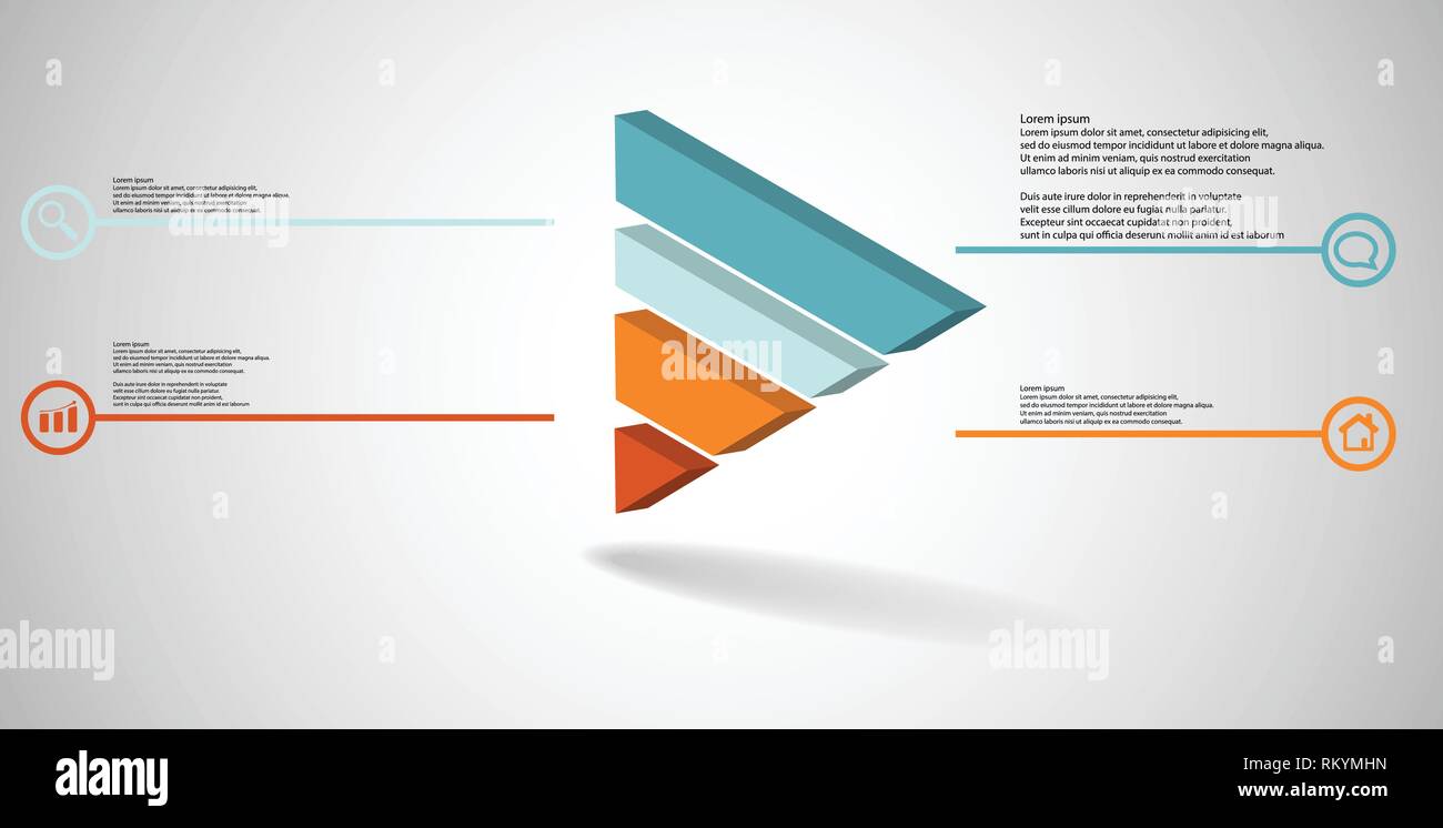 3D illustration infographic template. The embossed triangle is divided ...