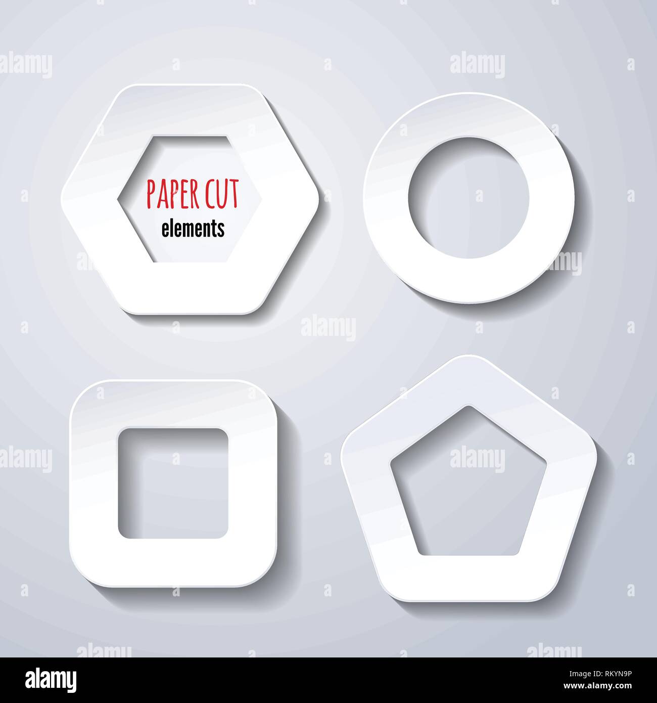 set of paper cut geometric figures on white. Infographic elements for ...