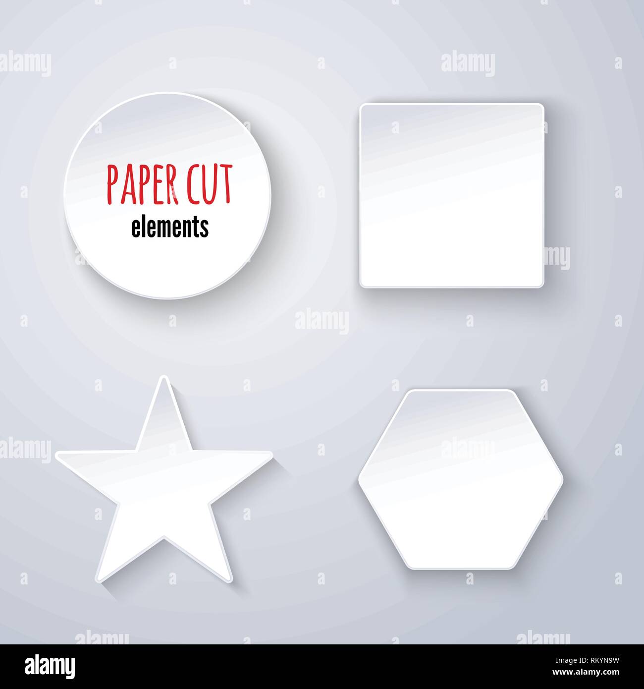 set of paper cut geometric figures on white. Infographic elements for ...