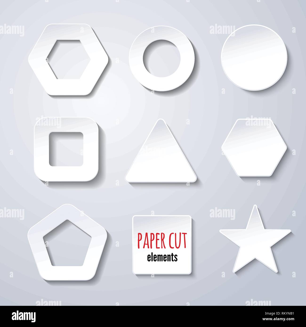 set of paper cut geometric figures on white. Infographic elements for ...