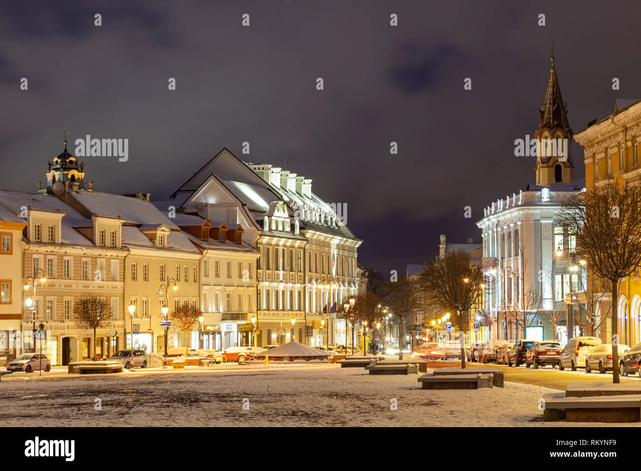 Winter evening in Vilnius old town Stock Photo - Alamy
