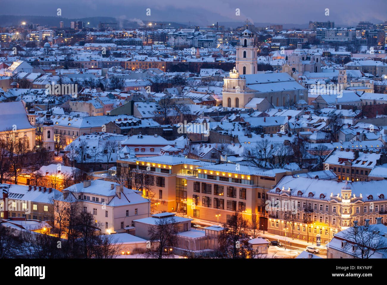 Winter dawn in Vilnius old town Stock Photo - Alamy