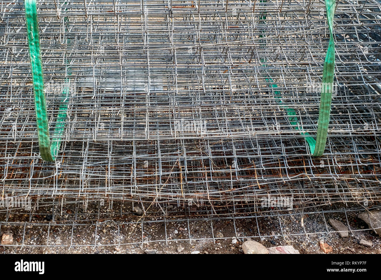 Steel mash reinforcement in an industrial landscape Stock Photo - Alamy