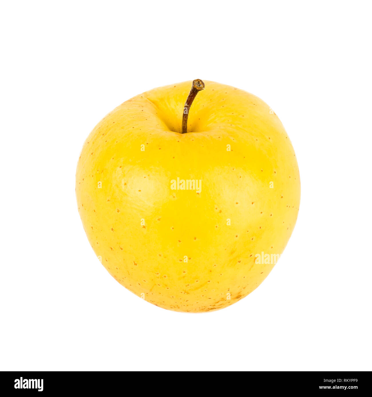 Ripe yellow apple fruit on white background Stock Photo - Alamy