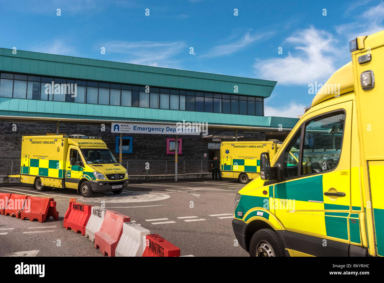 Aintree Hospital new Emergency Department Ambulances Stock Photo - Alamy