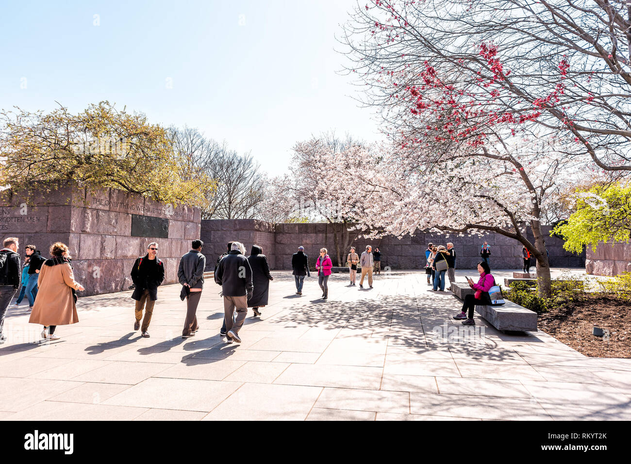 Washington DC, USA - April 5, 2018: People by Franklin Delano Roosevelt ...
