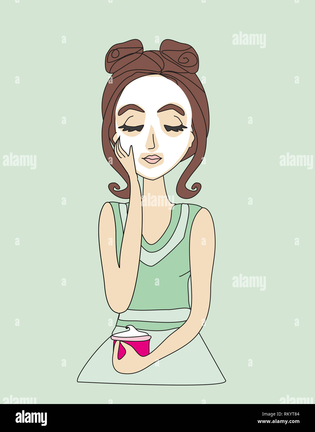 Cartoon beautiful girl applying makeup hi-res stock photography and ...