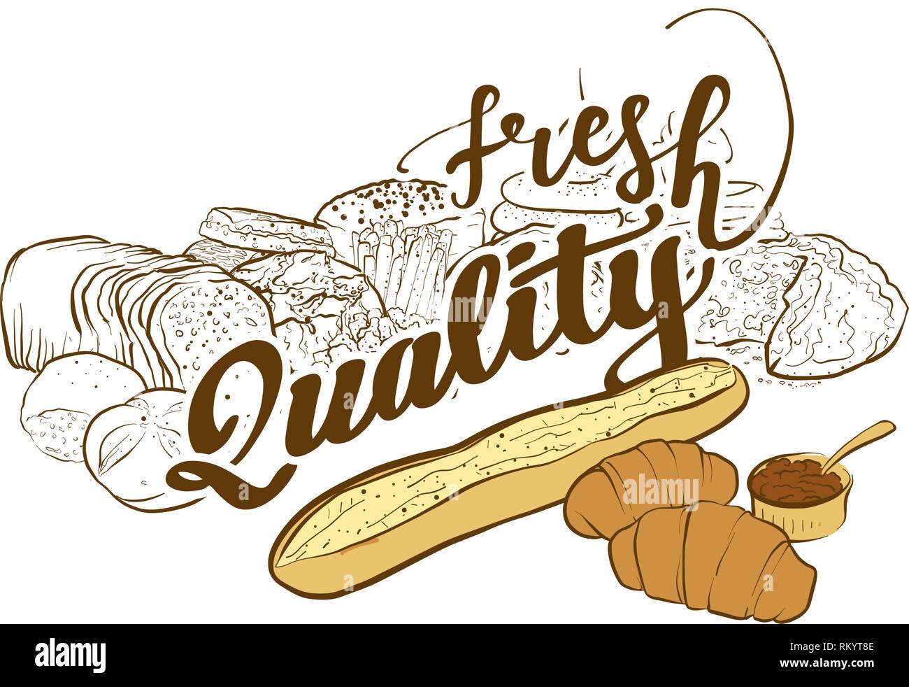 Hand drawn bakery sticker Stock Vector Images - Alamy