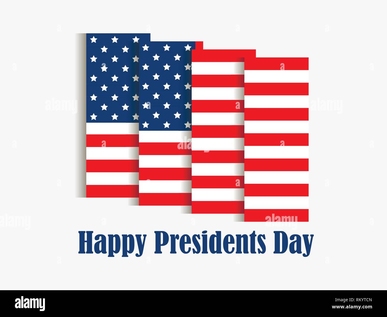 Happy Presidents Day. American flag with shadow on white background ...