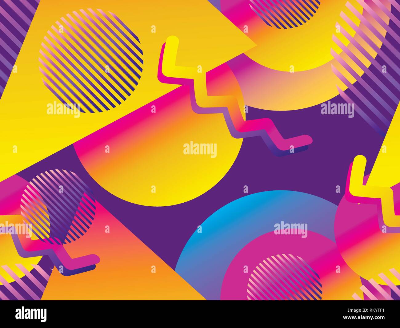 Geometric seamless pattern with gradient shapes. Zine culture abstract ...